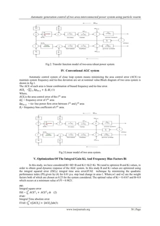 Automatic generation control of two area interconnected power system using particle swarm ...