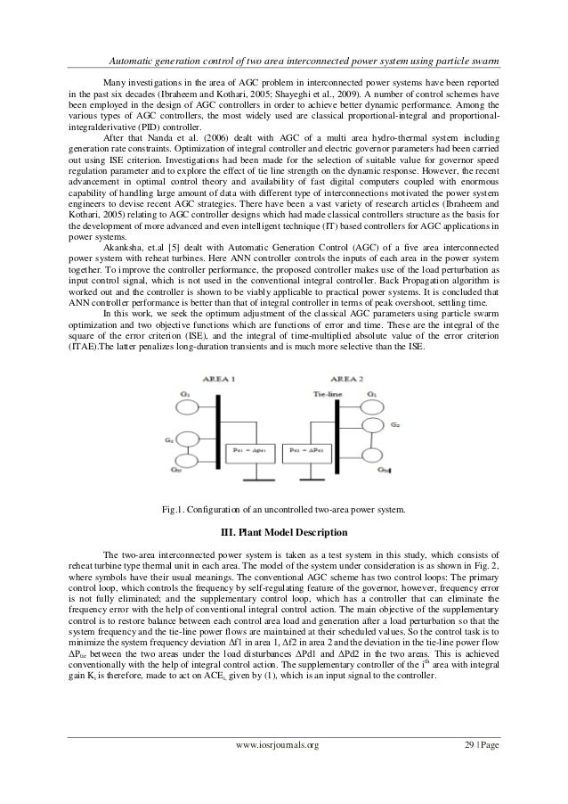 Automatic generation control of two area interconnected power system