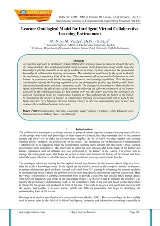 Learner Ontological Model for Intelligent Virtual Collaborative Learning Environment | PDF ...