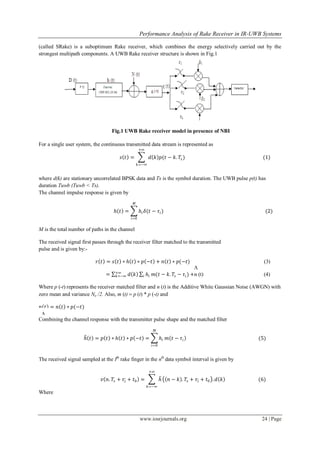 Performance Analysis of Rake Receivers in IR–UWB System | PDF