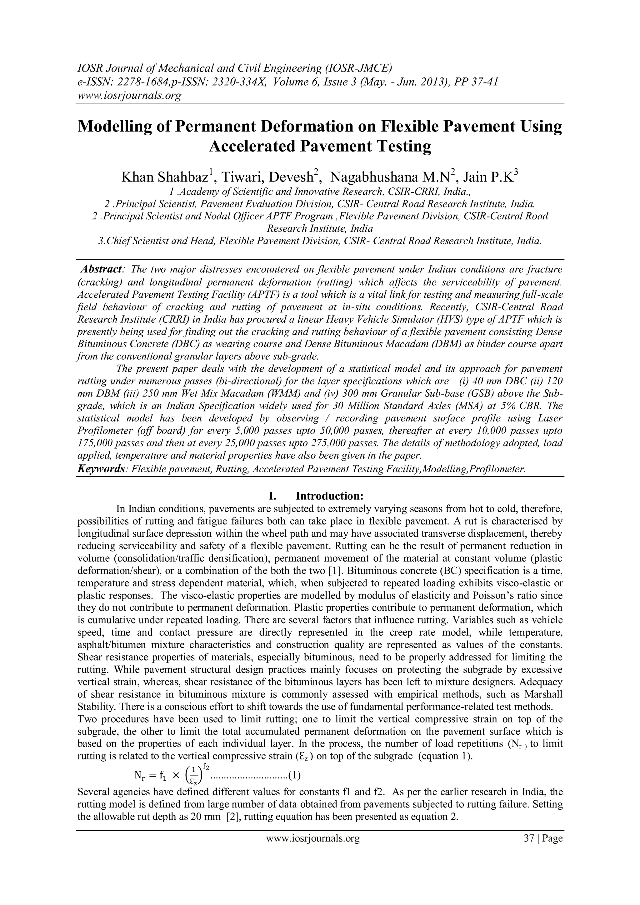 Modelling of Permanent Deformation on Flexible Pavement Using ...