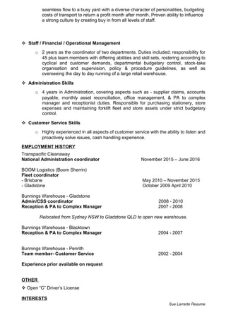 Sue Larrarte - Resume updated | DOC