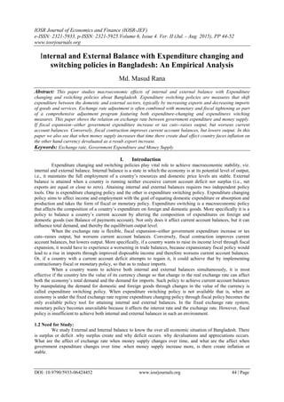 Internal and External Balance with Expenditure changing and switching ...