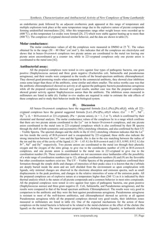 Synthesis, Characterization and Antibacterial Activity of New Complexes ...