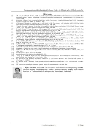 Implementation of Product Reed Solomon Codes for Multi level cell Flash controller | PDF