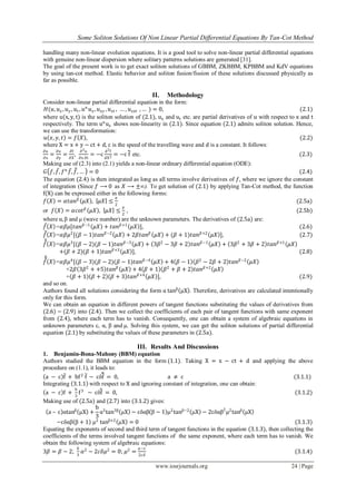 Some Soliton Solutions of Non Linear Partial Differential Equations by Tan-Cot Method | PDF ...