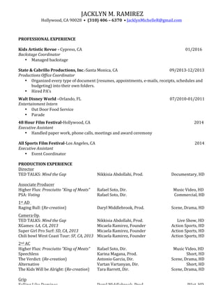 JACKLYN M. Updated Resume! | PDF | Documentary | Genres