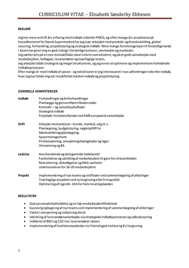 CV kompetence Elisabeth Ebbesen | DOCX