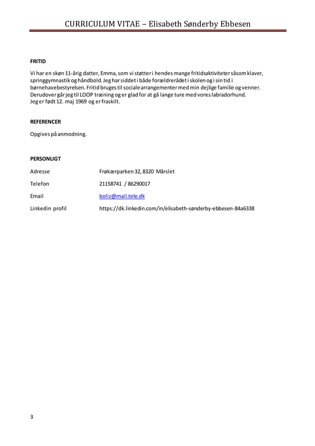 CV kompetence Elisabeth Ebbesen | DOCX