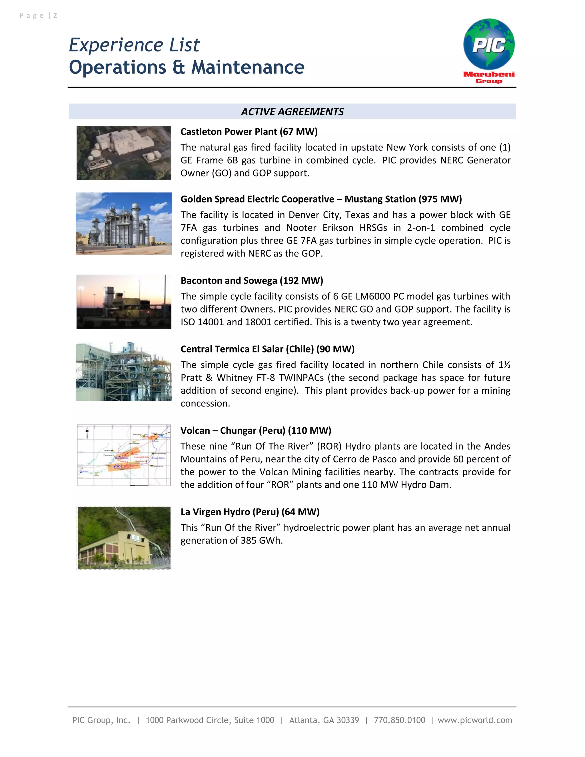 PIC O&M Experience | PDF