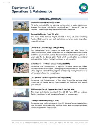 PIC O&M Experience | PDF