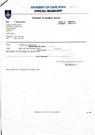 Official Transcript 2012 | PDF