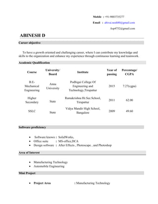 CV Abinesh