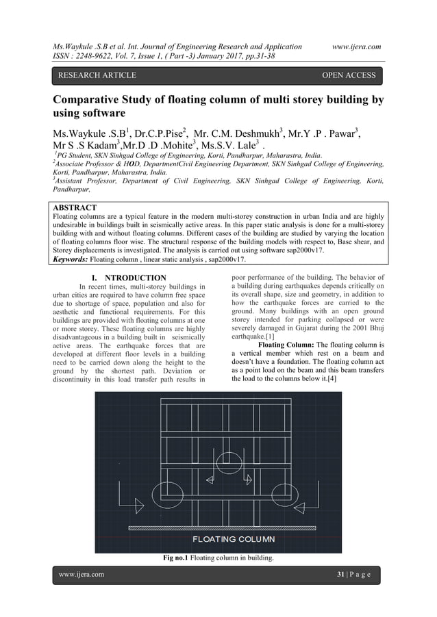 Comparative Study of floating column of multi storey building by using software | PDF