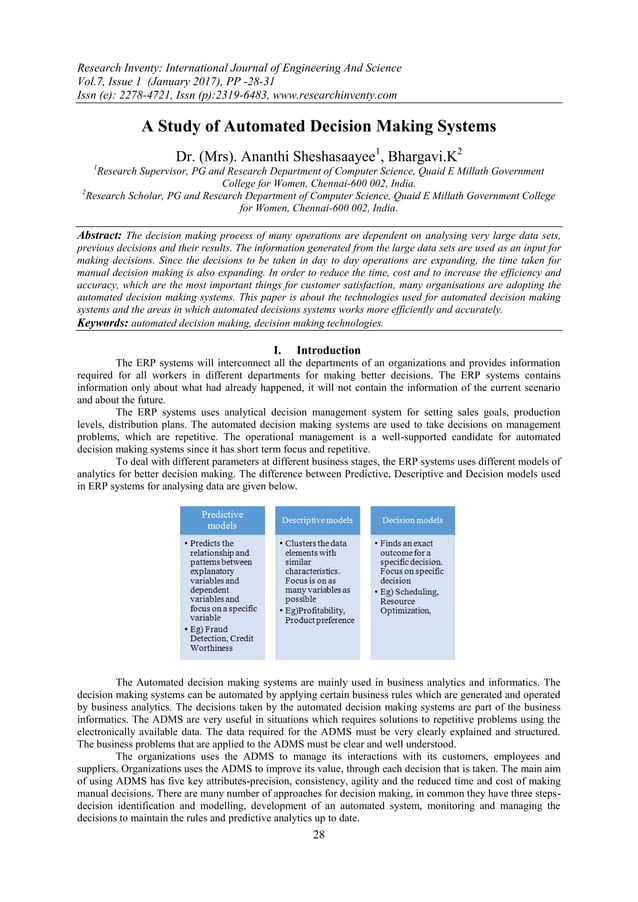 A Study of Automated Decision Making Systems | PDF