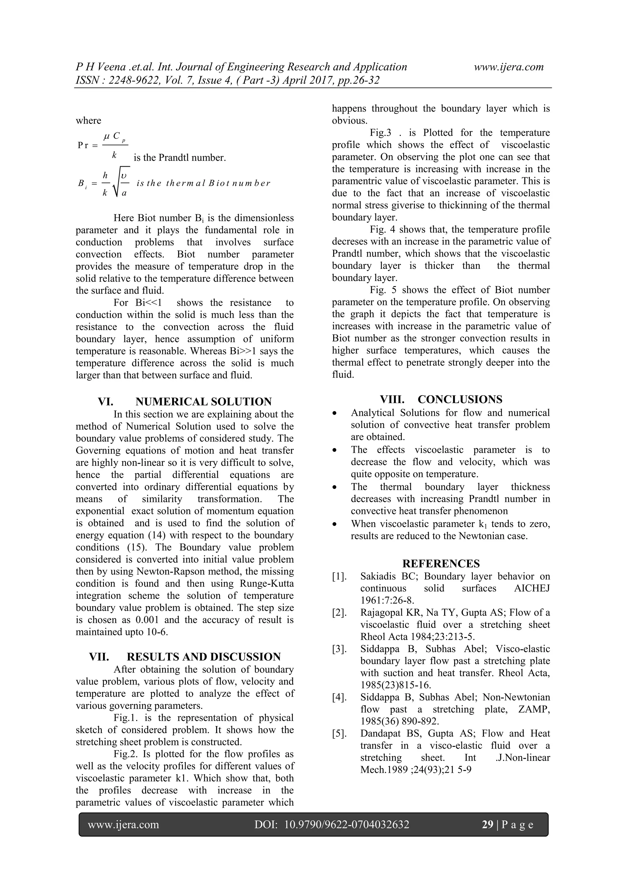 Non-Newtonian Visco-elastic Heat Transfer Flow Past a Stretching Sheet with Convective Boundary ...