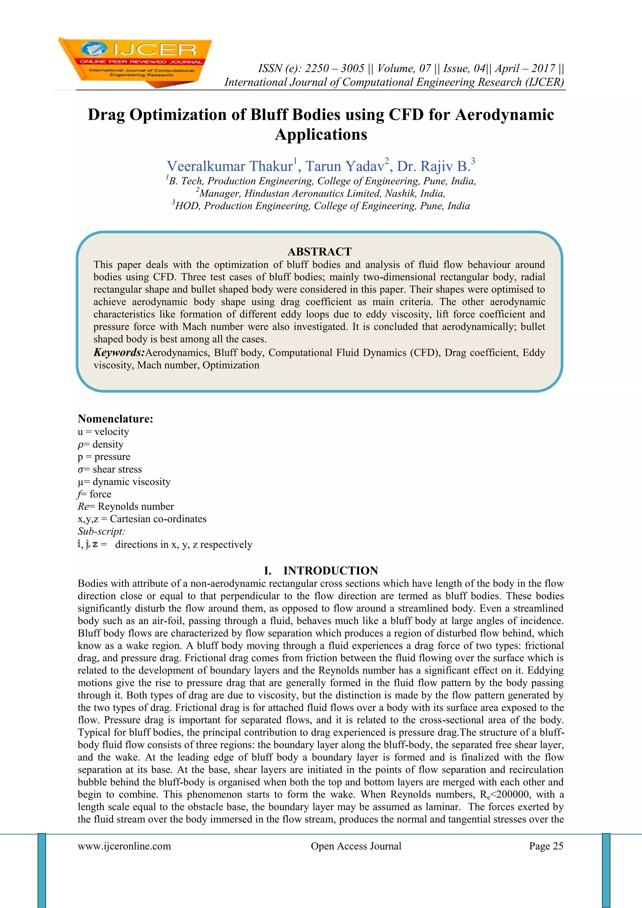 Drag Optimization of Bluff Bodies using CFD for Aerodynamic ...