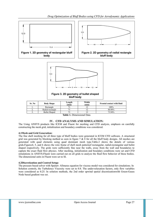 Drag Optimization of Bluff Bodies using CFD for Aerodynamic Applications | PDF