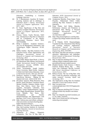 A Review of Big Data Analytics in Sector of Higher Education | PDF