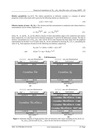 Numerical Simulation of 퐒퐢ퟏ−퐱퐆퐞퐱 Thin Film Solar Cell Using AMPS - 1D | PDF