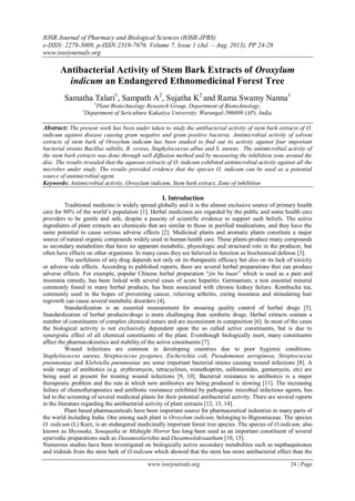 Antibacterial Activity of Stem Bark Extracts of Oroxylum indicum an ...