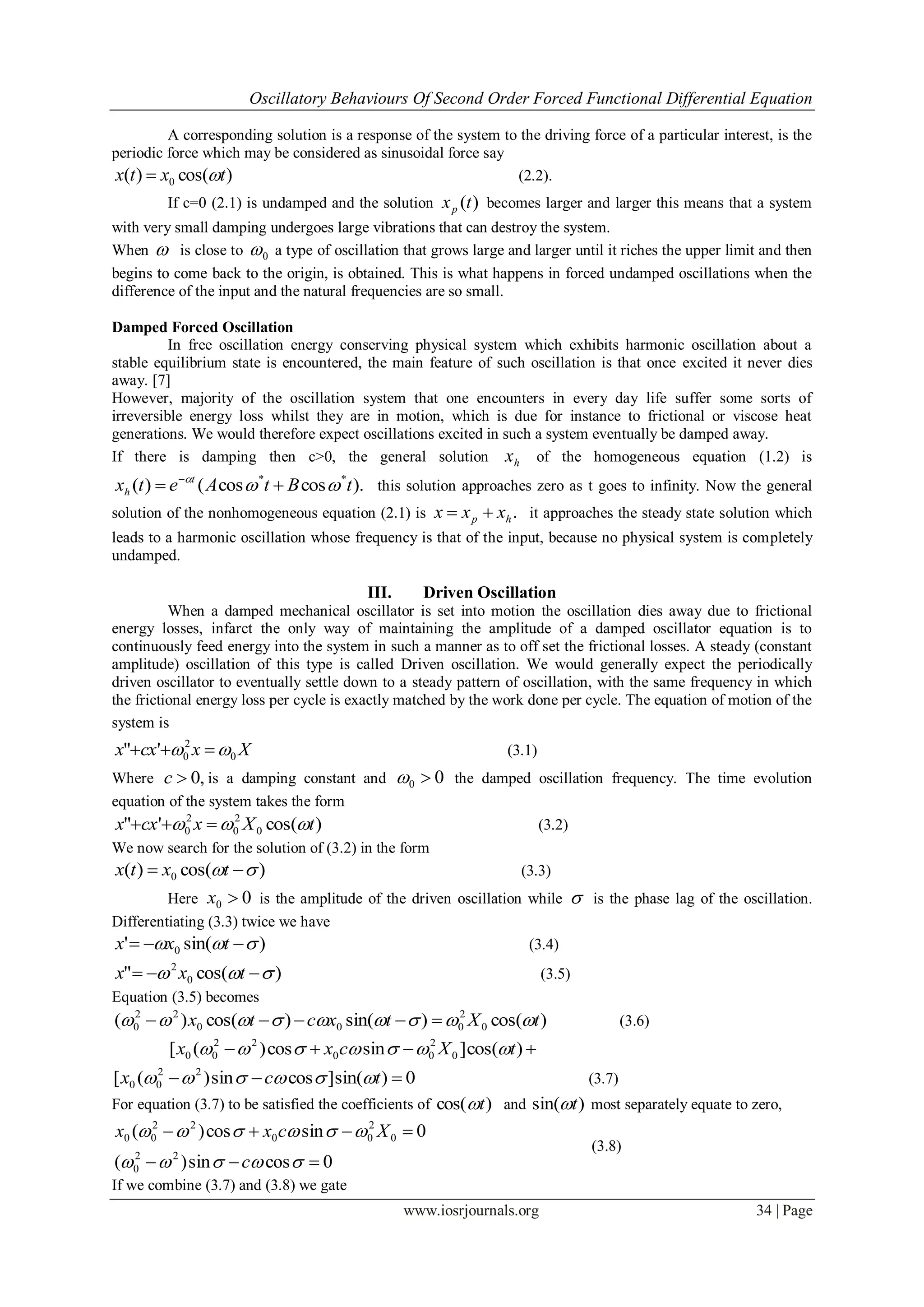 Oscillatory Behaviors of Second Order Forced Functional Differential ...