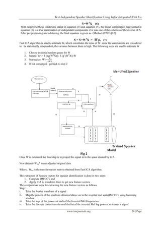 Text Independent Speaker Identification Using Imfcc Integrated With Ica ...