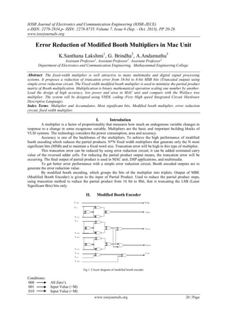 Error Reduction of Modified Booth Multipliers in Mac Unit | PDF