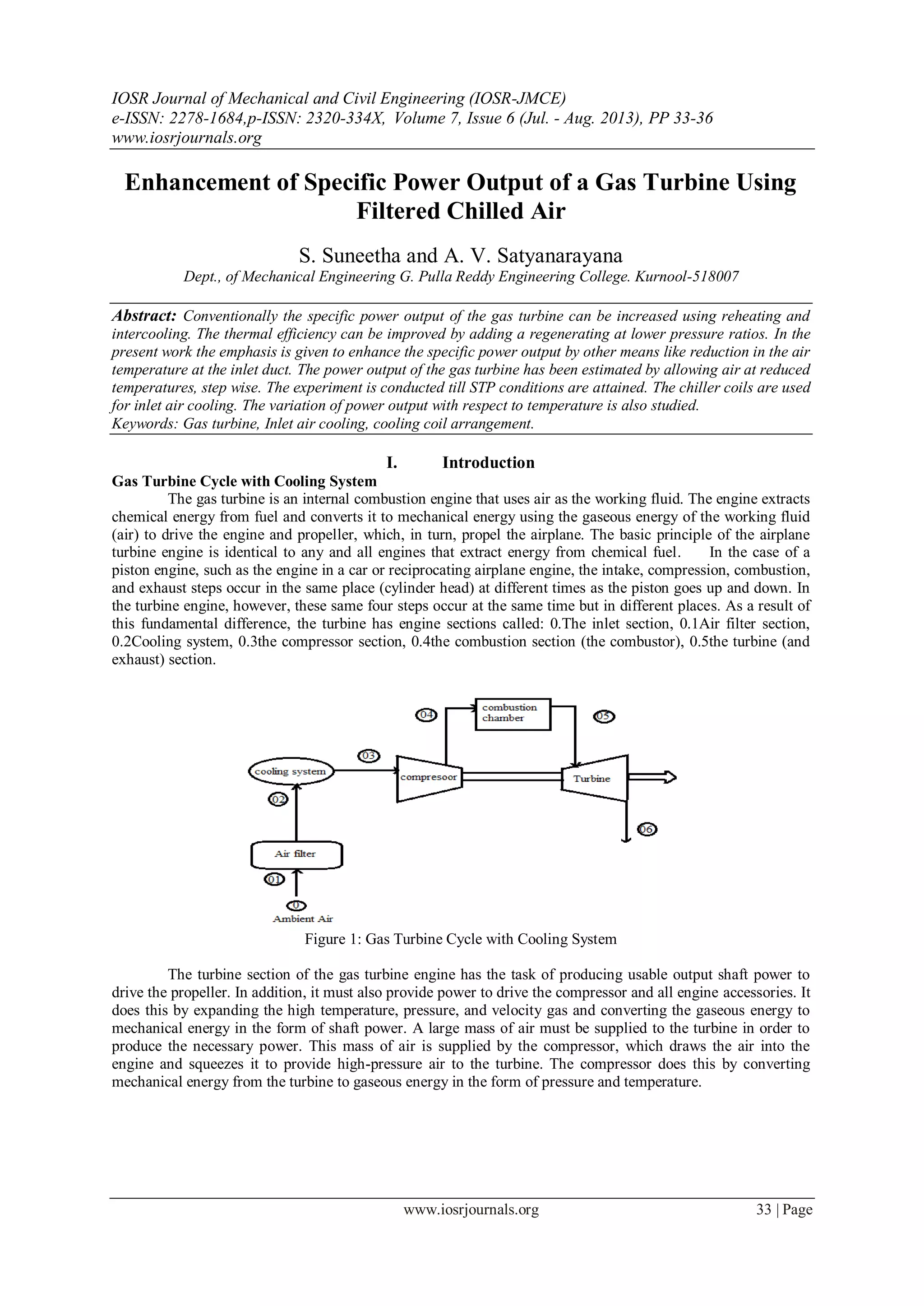 Enhancement of Specific Power Output of a Gas Turbine Using Filtered ...