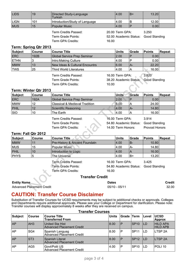 David Bernstein Unofficial Transcript | PDF