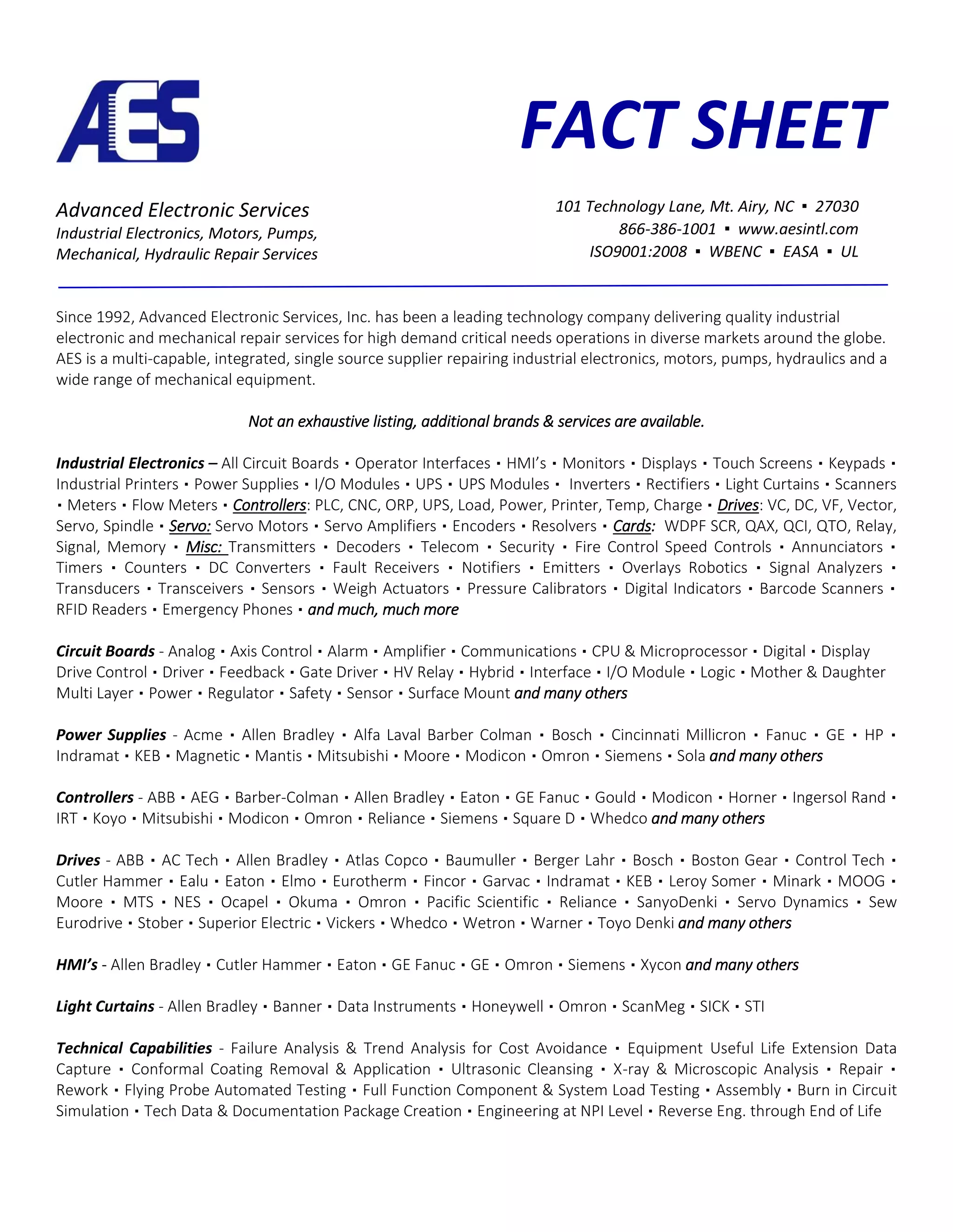 AES Fact Sheet | PDF