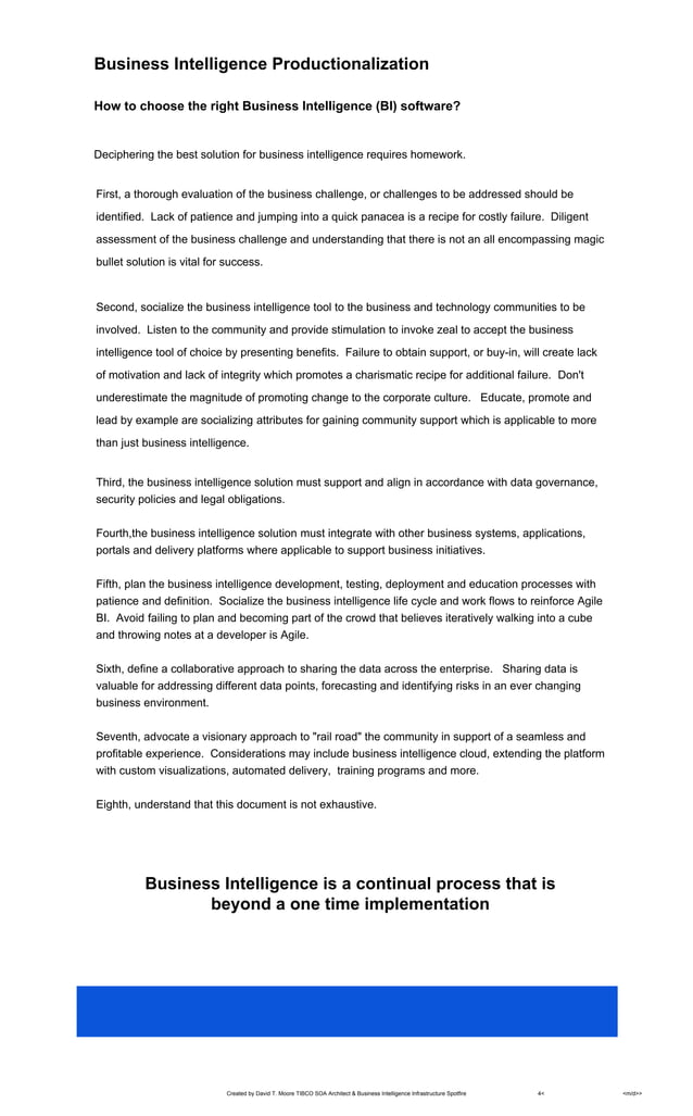 Business Intelligence Productionization | PDF