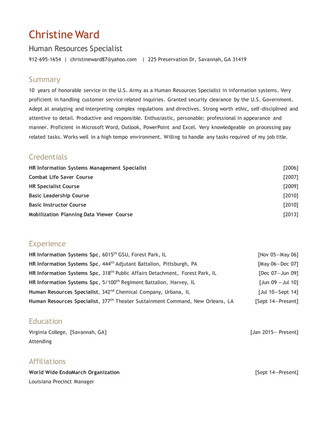 Ward Military Resume | PDF