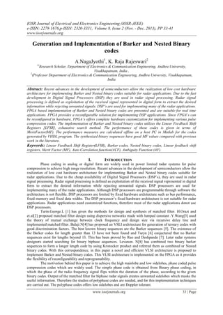 Generation and Implementation of Barker and Nested Binary codes | PDF