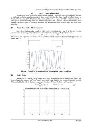 Generation and Implementation of Barker and Nested Binary codes | PDF