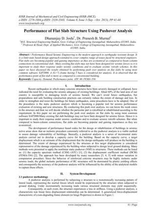 Performance of Flat Slab Structure Using Pushover Analysis | PDF