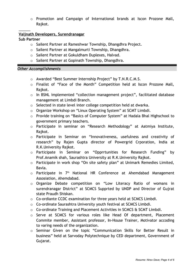 CV-Nirav Dave(Academics) | PDF