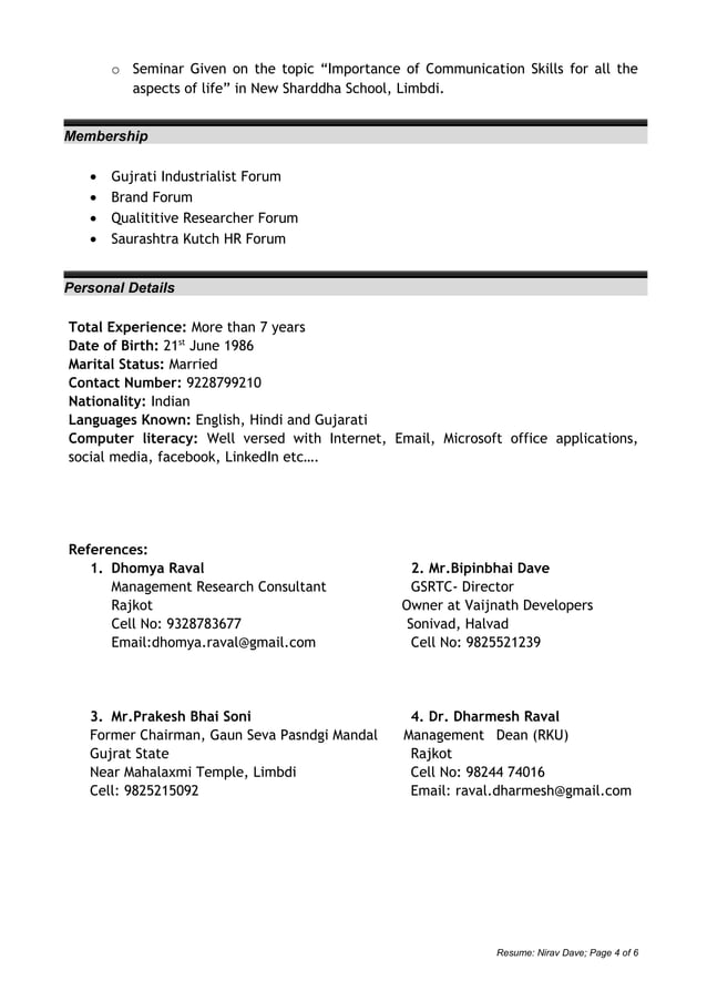 CV-Nirav Dave(Academics) | PDF