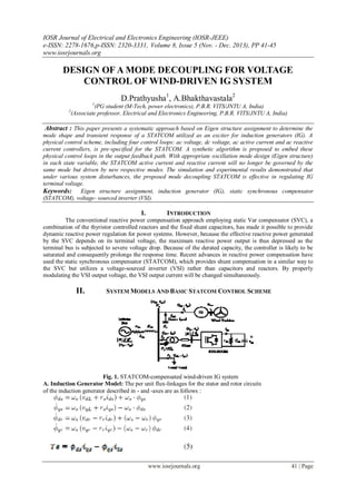 DESIGN OF A MODE DECOUPLING FOR VOLTAGE CONTROL OF WIND-DRIVEN IG SYSTEM | PDF