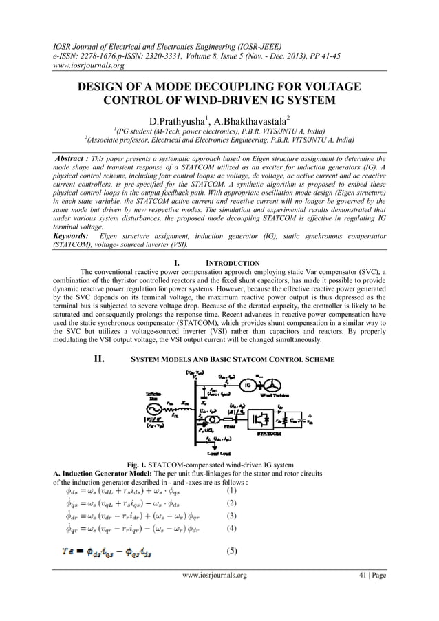 DESIGN OF A MODE DECOUPLING FOR VOLTAGE CONTROL OF WIND-DRIVEN IG SYSTEM | PDF
