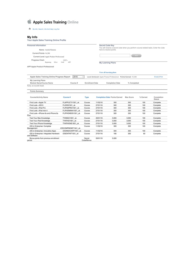 Apple Sales Training Track record | PDF
