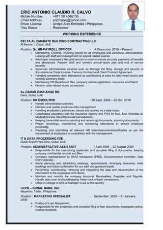 Curriculum Vitae | DOC | Human Resources | Business