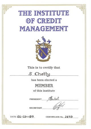 Credit Management Certificates Cr 1-2-3 | PDF