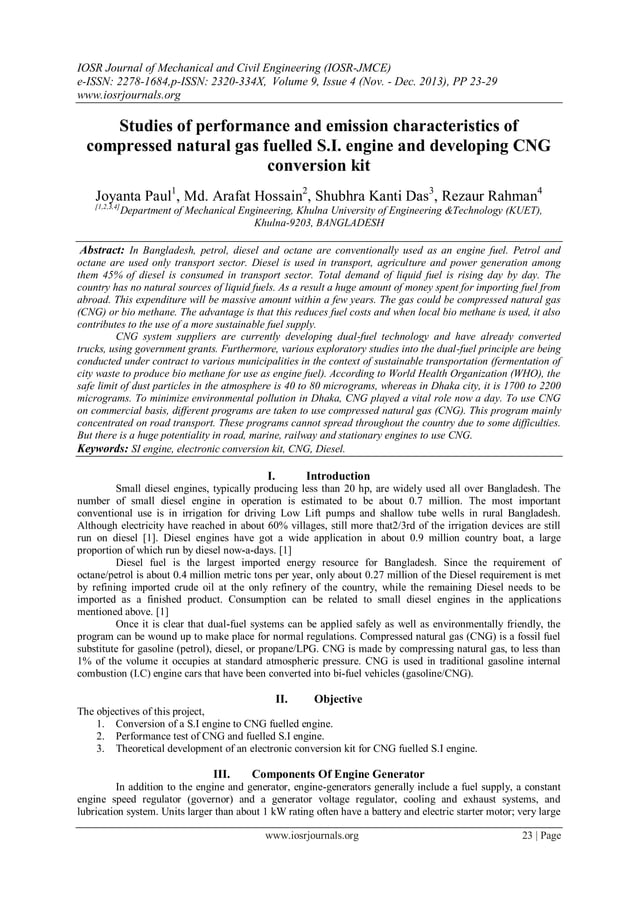 Studies of performance and emission characteristics of compressed natural gas fuelled S.I ...