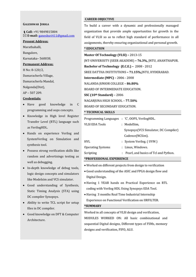 RESUME_VLSI | PDF