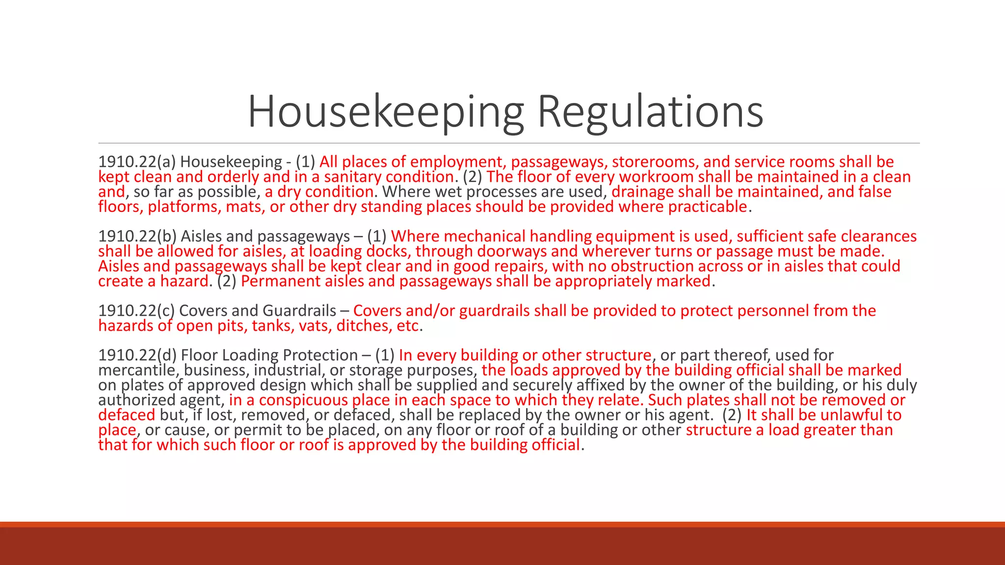 OSH106AA Final Presentation - Housekeeping | PPTX