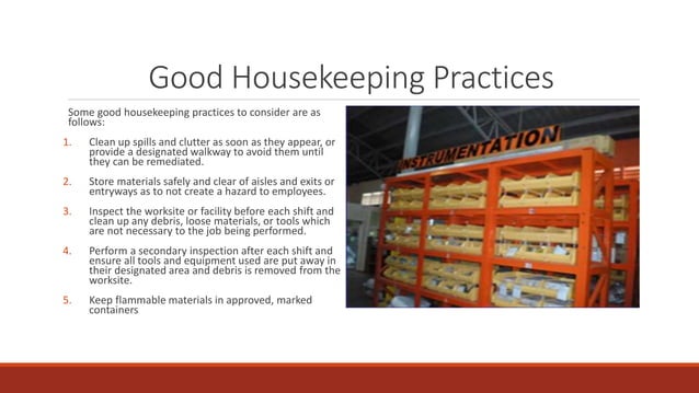 OSH106AA Final Presentation - Housekeeping | PPTX | Indoor ...