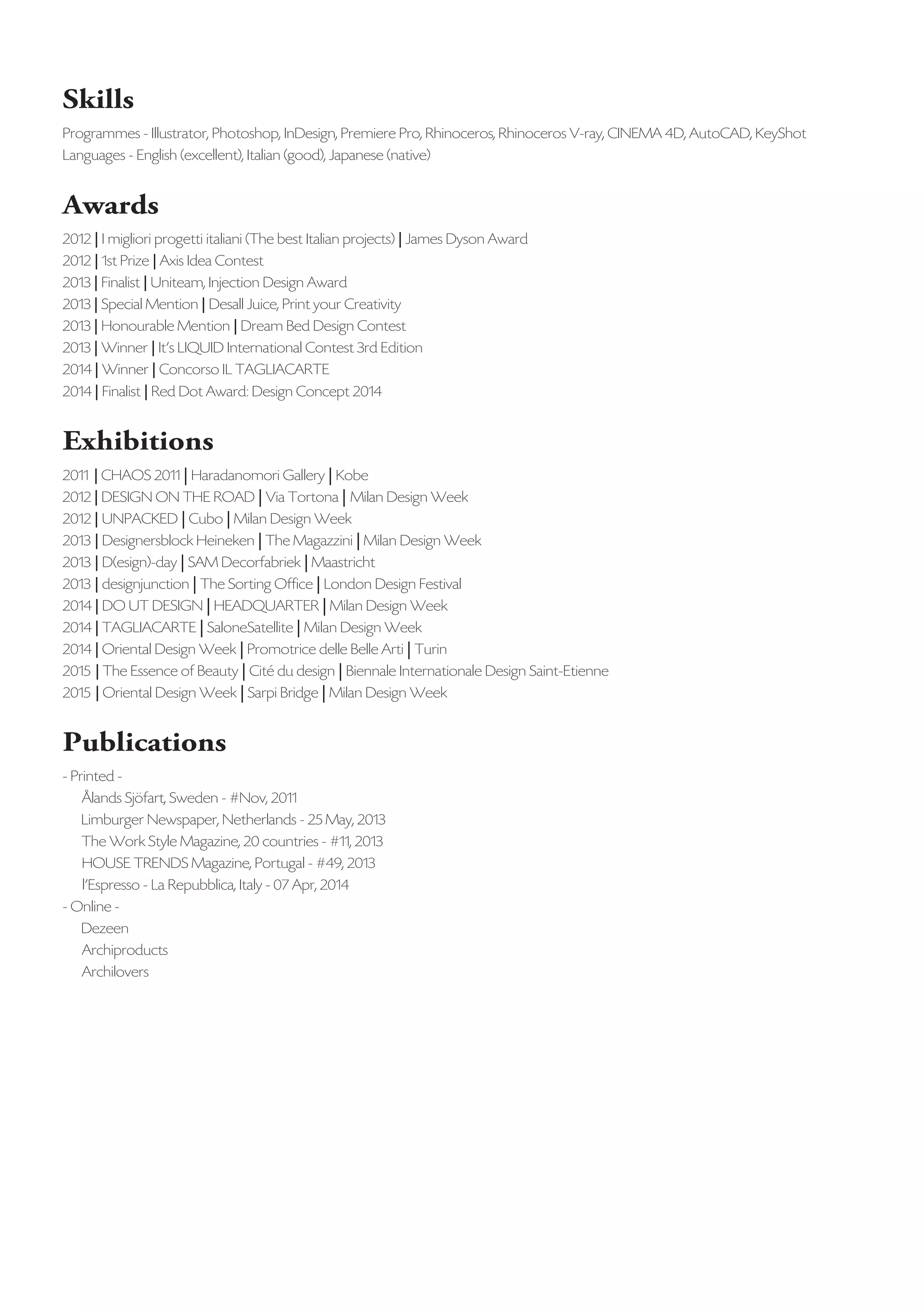 Yu Hiraoka CV 2014 | PDF