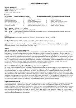 Christopher Hunter CV | PDF