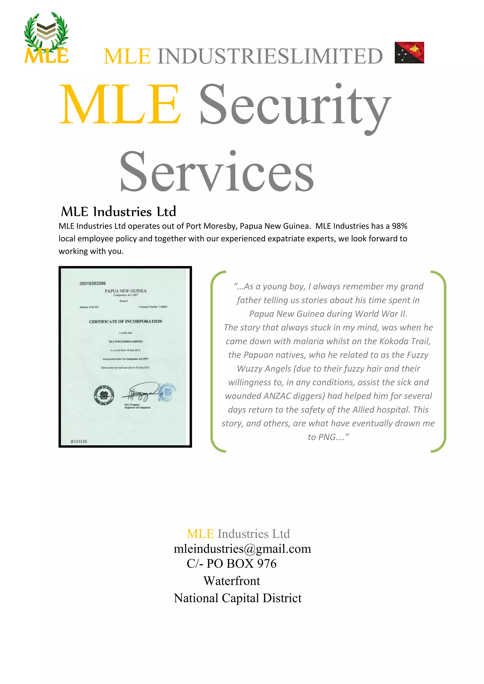 MLE Security Services PROFILE basic | PDF